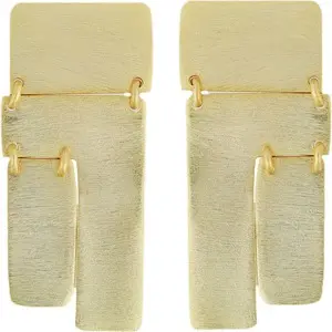 PANACEA Brushed Rectangular Drop Earrings - Gold