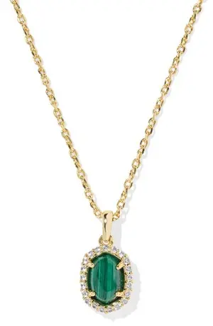 Kendra Scott Daphne Crystal Frame Pendant Necklace - Gold Green Malachite