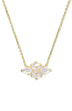 Kendra Scott Abbie Crystal Short Pendant Necklace - Gold Neutral Mix