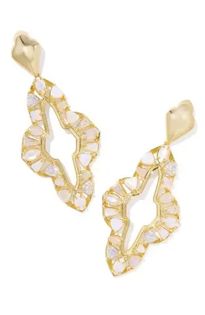 Kendra Scott Abbie Crystal & Mother-of-pearl Drop Earrings - Gold Neutral Mix