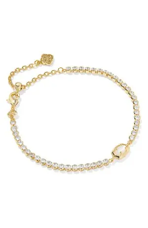 Kendra Scott Emilie Mother-of-pearl & Crystal Tennis Bracelet - Gold Ivory Mother Of Pearl