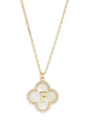 Argento Vivo Clover Initial Pendant Necklace - Gold
