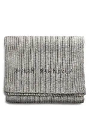 Ruslan Baginskiy Monogram Embroidered Merino Wool Scarf - Grey