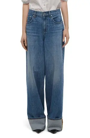 Helmut Lang Cuffed Wide Leg Jeans