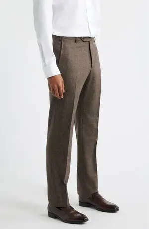Zanella Flat Front Stretch Wool & Cashmere Dress Pants