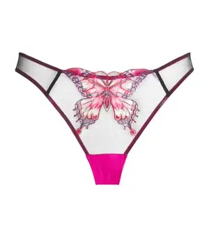 Fleur Du Mal Butterfly Embroidered Cheeky Briefs - Pink