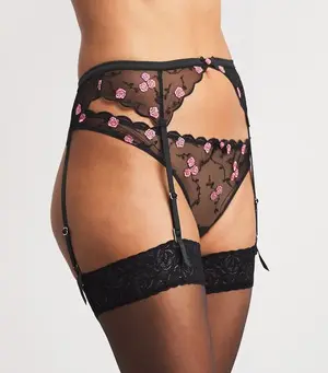 FLEUR DU MAL Rose And Vine Suspender Belt