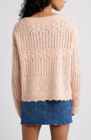 Bp. Open Stitch Oversized Sweater - Coral Morning