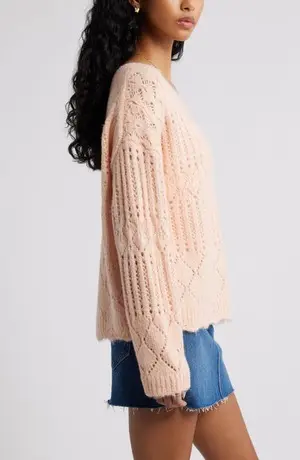 Bp. Open Stitch Oversized Sweater - Coral Morning