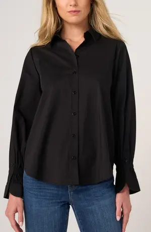 LIVERPOOL Adjustable Sleeve Button-up Shirt - Black