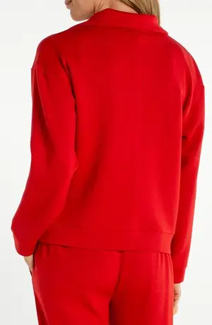 LIVERPOOL Cozy Knit Half Zip Pullover - Fire Brick