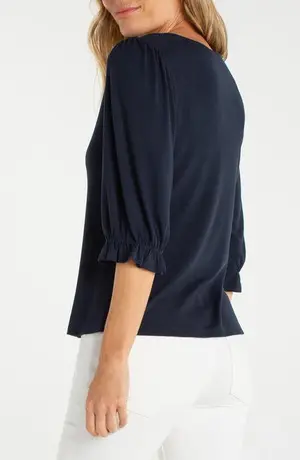 LIVERPOOL Elbow Sleeve Notch Neck T-shirt