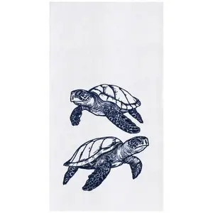 C&F HOME Sea Turtles Kitchen And Bathroom Embroidered Hand Towel - Blue