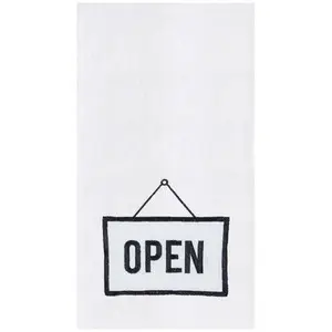 C&F HOME Open/closed Typography Phrases Embroidered Reversible Kitchen Hand Towel - Black