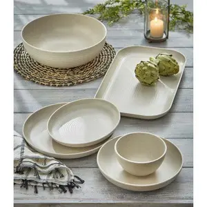 TAG Cream Brooklyn Melamine Plastic Dinnerware Bowl Dishwasher Safe