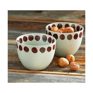 TAG Reactive Glaze Dot Ceramic Bowl Set Multicolor Dishwasher Safe