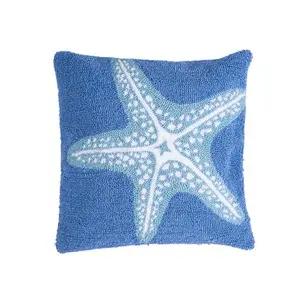C&F HOME Starfish Seas Hooked Accent Throw Pillow 18" X 18 - Blue
