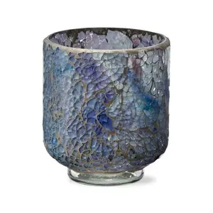 TAG Mosaic Tealight Holder Glass Votive Candle Decor - Blue