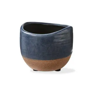 TAG Basin Reactive Glaze Stoneware Planter Small - Blue