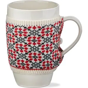 TAG Winter Sketches Flower Sweater Mug Red Blue Bone China - Multicolored