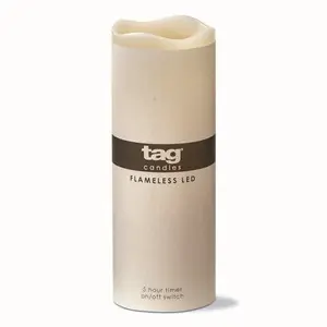 TAG Light Up Led Pillar Candle With Timer Flameless Decor - Beige
