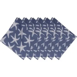 C&F HOME Calming Seas Starfish Reversible Hemstitch Napkins Set Of 6 - Blue