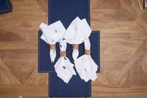 C&F HOME Aqua Turtle Embroidered Machine Washable Hemstitch Napkins Set Of 6