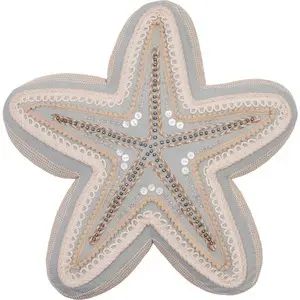 C&F HOME Beaded Starfish Embellished Mini Accent Pillow 14 - Blue
