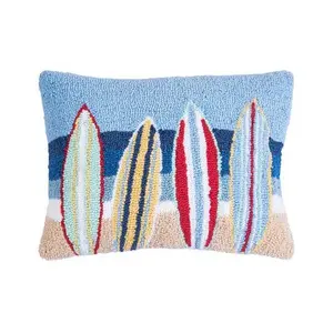 C&F HOME Surfboard Team Small Petite Mini Hooked Accent Pillow 12" X 16 - Blue