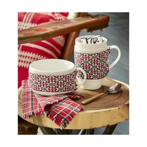 TAG Winter Sketches Flower Sweater Mug Red Blue Bone China