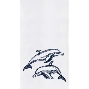 C&F HOME Dolphins Kitchen And Bathroom Embroidered Hand Towel - Blue