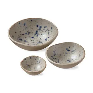 TAG Hudson Set Of 3 Porcelain Dining Salad Bowls Multi - Blue