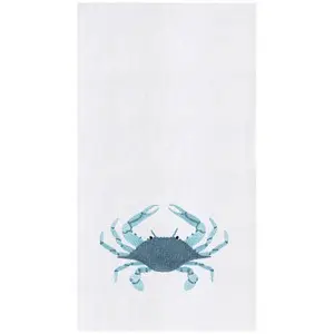 C&F HOME Sea Glass Crab Kitchen And Bathroom Graphic Print Hand Towel - Blue