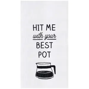 C&F HOME 27" X 18" Best Pot Kitchen And Bathroom Embroidered Hand Towel - Black