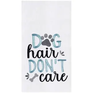 C&F HOME Dog Hair Don't Care Kitchen And Bathroom Embroidered Hand Towel - Blue