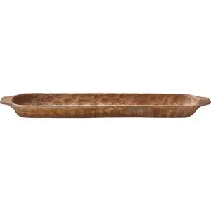 TAG Natural Wood Long Bread Dough Bowl Serving Tray Hand Wash - Beige