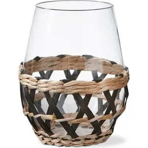 TAG Island Clear Glass With Straw Sleeve Dishwasher Safe - Black