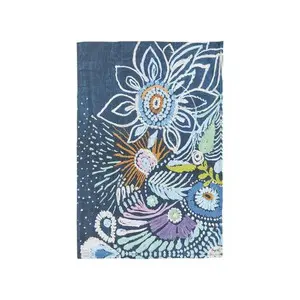 CAROL & FRANK Abstract Floral Cotton Kitchen Dishtowel - Blue