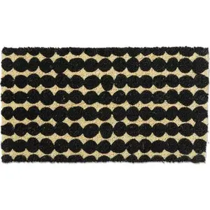 TAG Dots Coir Door Mat Natural Everyday Easy To Clean - Black