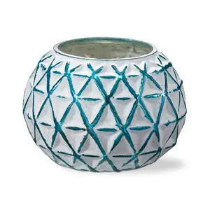 TAG Alina Coastal Turquoise White Tealight Candle Holder - Blue