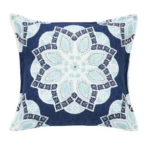 C&F HOME Mary Geometric Medallion Cotton Decorative Throw Pillow - Blue