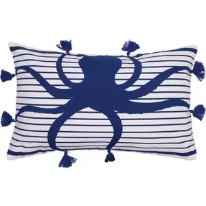 C&F HOME Indigo Octopus Cotton Blend Accent Pillow - Blue