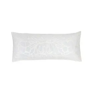 ELISABETH YORK Silka Textured Fog Cotton Decor Throw Pillow, 15" X 35" - Blue
