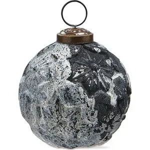 TAG Twilight Flower Glass Ornament Christmas Tree Decor - Black