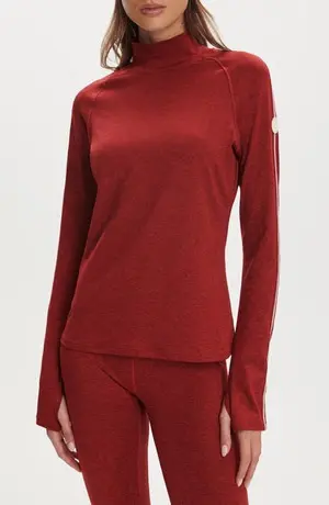 Varley Always Warm Mock Neck Top - Red Dahlia Marl