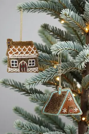 PILLOWPIA Cabin Ornament Set - Gingerbread
