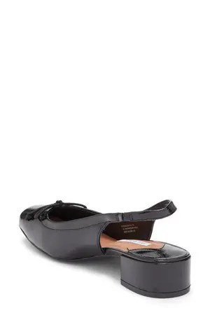 Steve Madden Loved Square Toe Patent Leather Slingback Pump - Black Crinkle Patent