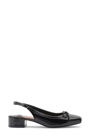 Steve Madden Loved Square Toe Patent Leather Slingback Pump - Black Crinkle Patent