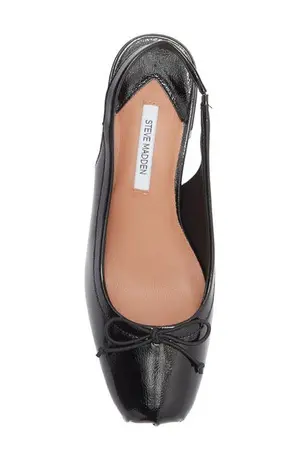 Steve Madden Loved Square Toe Patent Leather Slingback Pump - Black Crinkle Patent