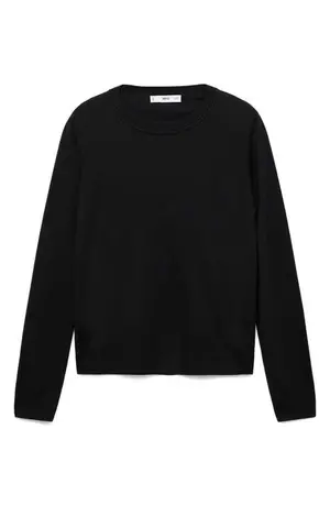 Mango Fine Knit Crewneck Sweater - Black